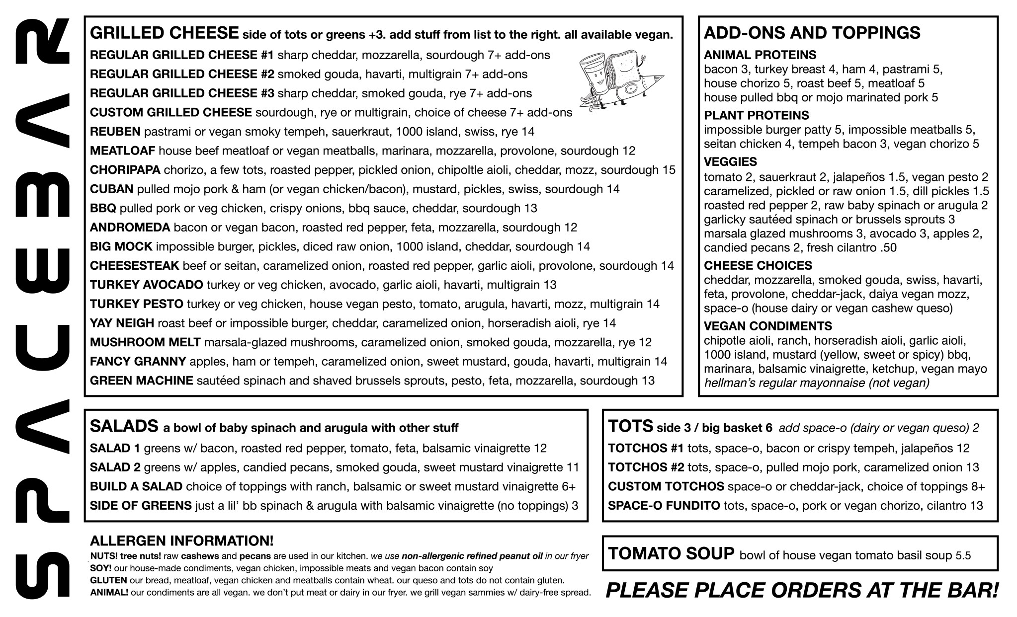 SPACEBAR – beer bar and grilled cheese emporium